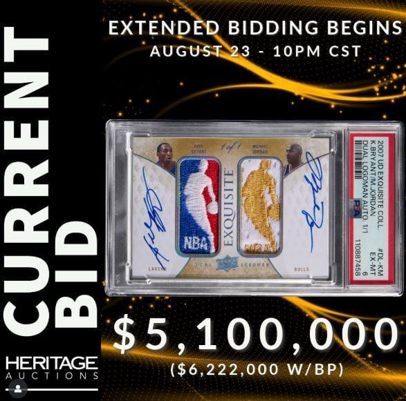 Jordan and Kobe 1/1 Signed Logoman is Now Most Valuable Sports Card