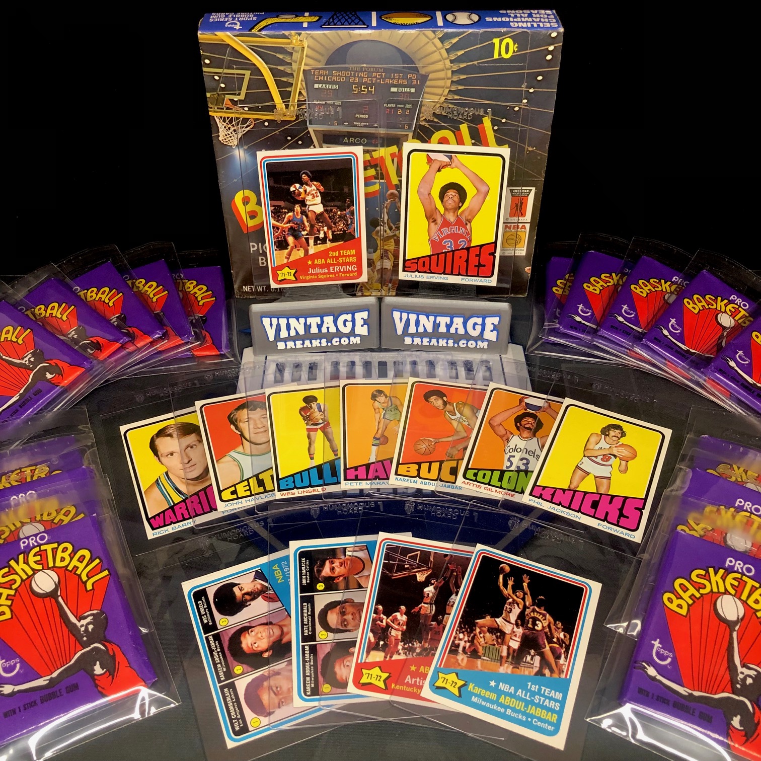 1972 Topps Dr. J Julius Erving Rookie Card Pulled from Wax Box Break
